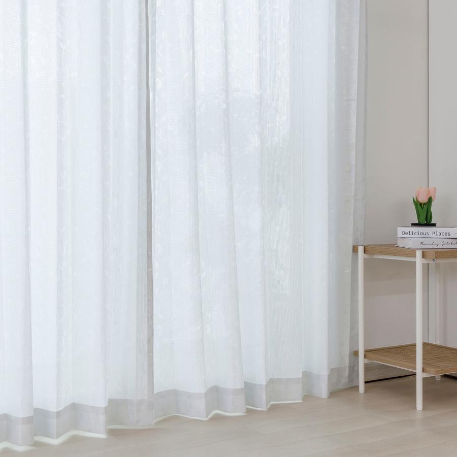 【W100cm×H176cm】 《エコファイン-リーフ柄レース-》アイボリー 2枚入り 高機能 断熱 保温 夏 冬 省エネ 節電 UVカット 遮像 ミラー プライバシー 洗える ...