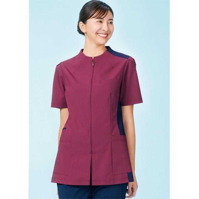 KAZEN 764 カゼン 白衣 ナースウェア ジャケット 女性用 半袖 スマホポケット 携帯ポケット ループ付き ジップ 工業洗濯可 制菌加工 : 白衣ネット ヤフー店 - 通販 ...