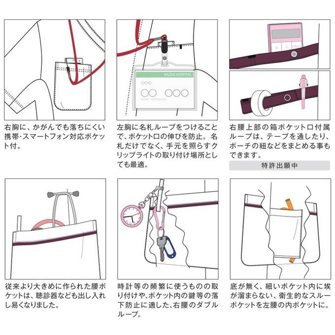 KAZEN 981 カゼン スクラブ 白衣 女性用 レディース 医療 半袖 Vネック スマホ用ポケット ループ付き 工業洗濯可 制菌加工 透け防止 : 白衣ネット ヤフー店 - 通販 ...