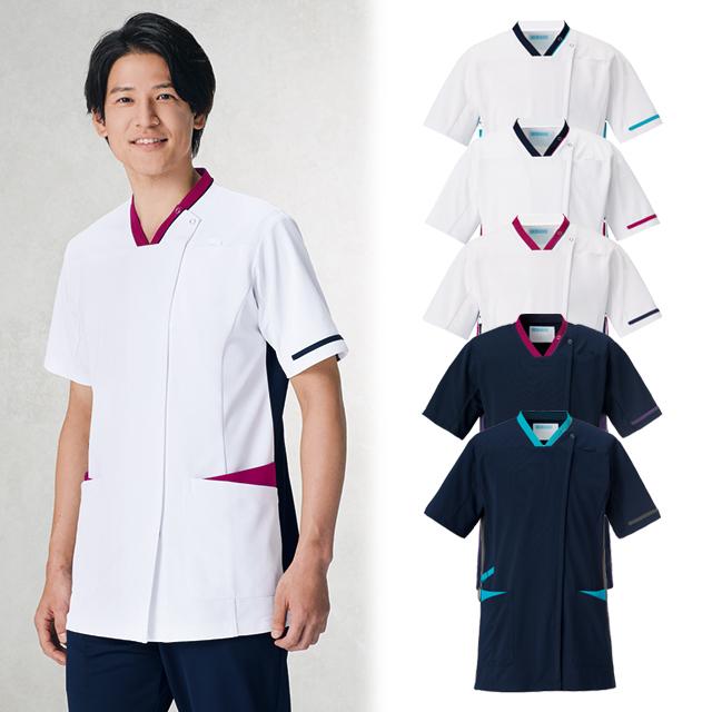 KAZEN 998 カゼン スクラブ 白衣 ナースウェア 男女兼用 半袖 工業洗濯可 制菌加工 透け防止 吸汗 制電 ストレッチ Vネック ループ付き スマホ用ポケット : 白衣ネット ヤフー ...