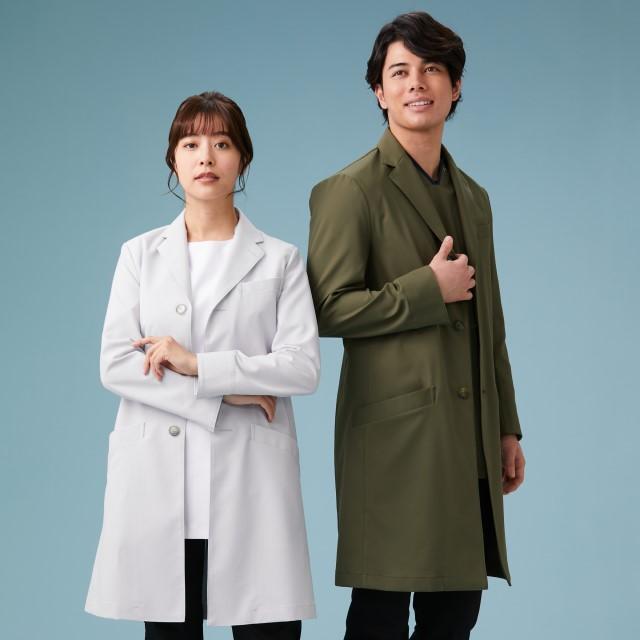 KAZEN KZN115 カゼン ドクターウェア ユーティリティコート 男女兼用 工業洗濯可 制菌加工 透け防止 制電 ストレッチ 防汚 タブレットポケット PHSポケット : 白衣ネット ...