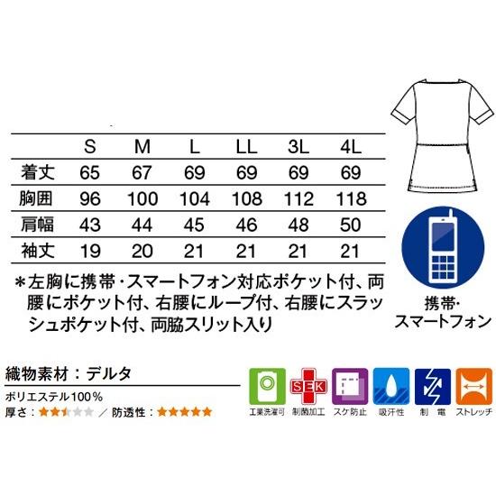 KAZEN KZN312 カゼン 白衣 ナースウェア ジャケット 女性用 半袖 工業洗濯可 制菌加工 透け防止 吸汗 制電 ストレッチ PHSポケット : 白衣ネット ヤフー店 - 通販 ...