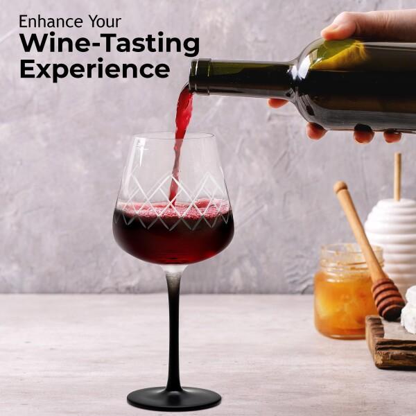 MIAMIO - 480ml 大きい赤ワイングラス 4個セット クリスタルワイングラス 黒のロングステム : 白山SHOP - 通販 - Yahoo!ショッピング