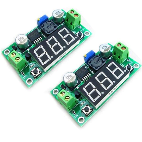 Hailege 2個セット LM2596調整可能なDC-DC降圧型電力変換モジュール4.0-40V入力から1.25-37V出力、LED電圧 ...