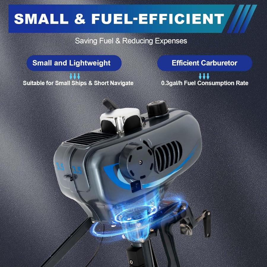3.5HP Outboard Motor 49cc 2-Stroke Outboard Boat Engine Manual Start Small Boat Motor W/Water ...