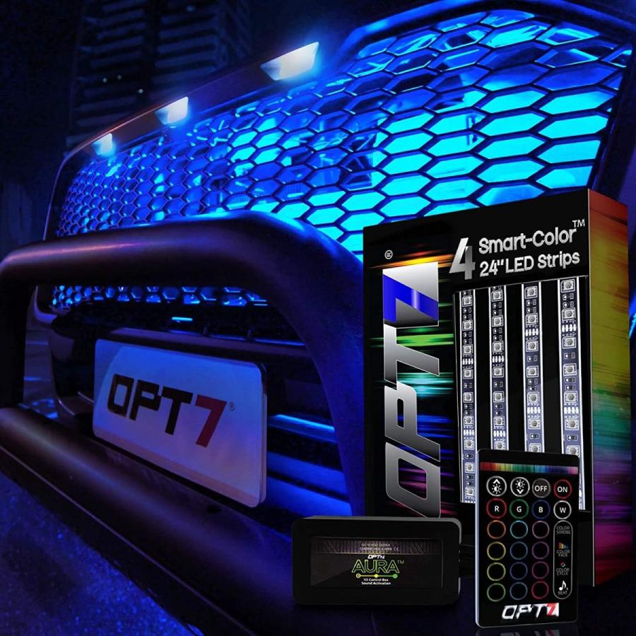 OPT7 Aura 4pc LED Lighting Kit for Grille | 24inch Multi-Color Strips w ...