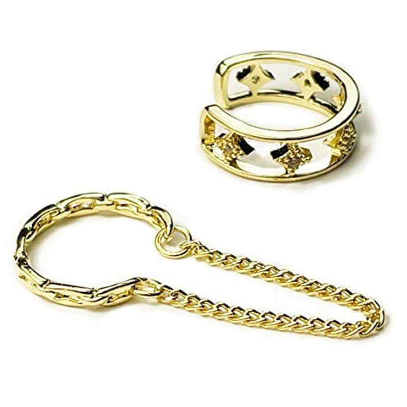 イヤーカフ 人気 K14GP ゴールド チェーン＆スター ペア セット レディース 揺れる イヤリング 14金メッキ フェイクピアス ノンホ :20220616163337-00654 ...