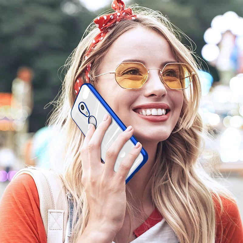 arrows Be4 Plus F-41B ケース クリア スマホケース F41B ソフト tpu 透明 背面クリア 青 メッキ加工 軽量 :20230514201620-00193:hana ...