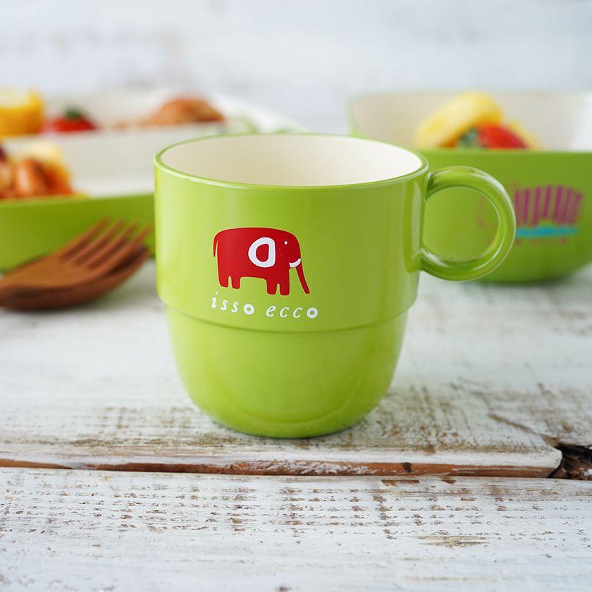 正和 isso ecco(イッソ エッコ) アニマル スタッキングマグカップ 240ml グリーン (お取り寄せ品）ABS樹脂 // 日本製 アウトドア食器 樹脂食器 子供食器 かわいい ...
