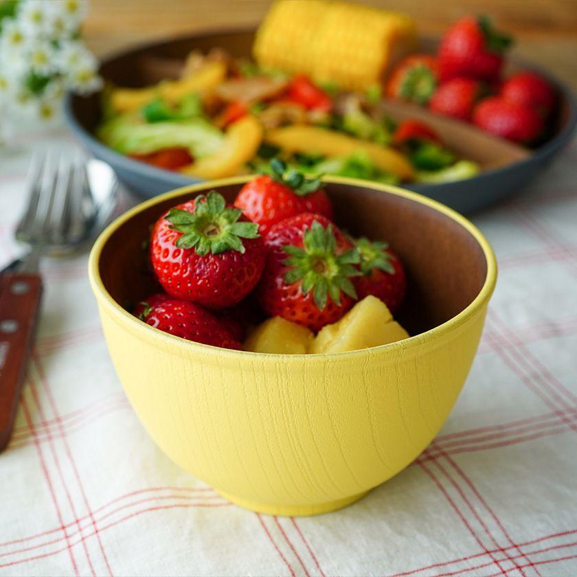 正和（キッチン） isso ecco(イッソ エッコ) 木目調 ボウル S 11.3cm イエロー ABS樹脂 // 日本製 アウトドア食器 : Primitive陶舎花花 Yahoo!店 ...