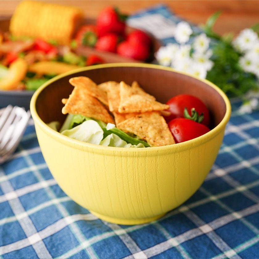 正和（キッチン） isso ecco(イッソ エッコ) 木目調 ボウル M 12.5cm イエロー (お取り寄せ品）ABS樹脂 // 日本製 アウトドア食器 : Primitive陶舎花花 ...