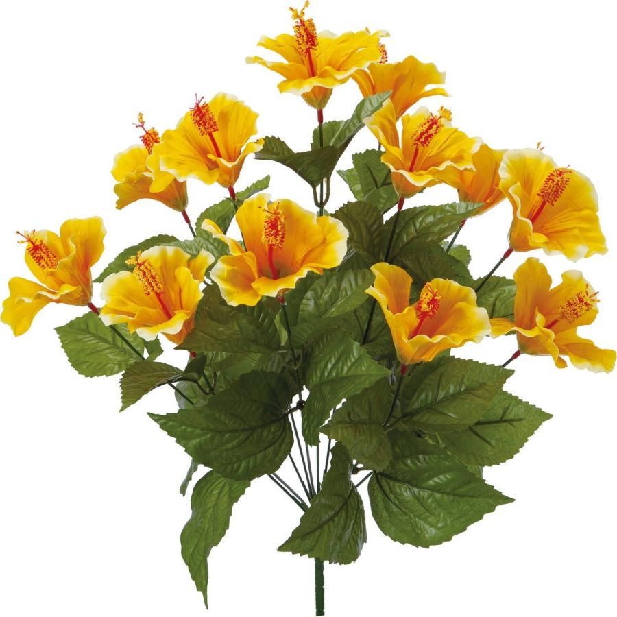 造花 YDM ハイビスカスブッシュ イエロー FS-MB008-Y 花材「は行」 ハイビスカス : はなどんやアソシエ - 通販 - Yahoo!ショッピング