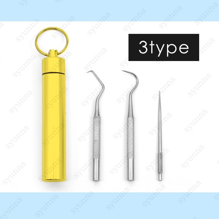 ミニ 歯石取り器具 (br45#) 日本国内当日発送 2type 3本セット ケース付き 歯用ツール 自宅用 デンタルツール ステンレス製 ヤニ 歯垢取り 口臭予防 歯石取り ...