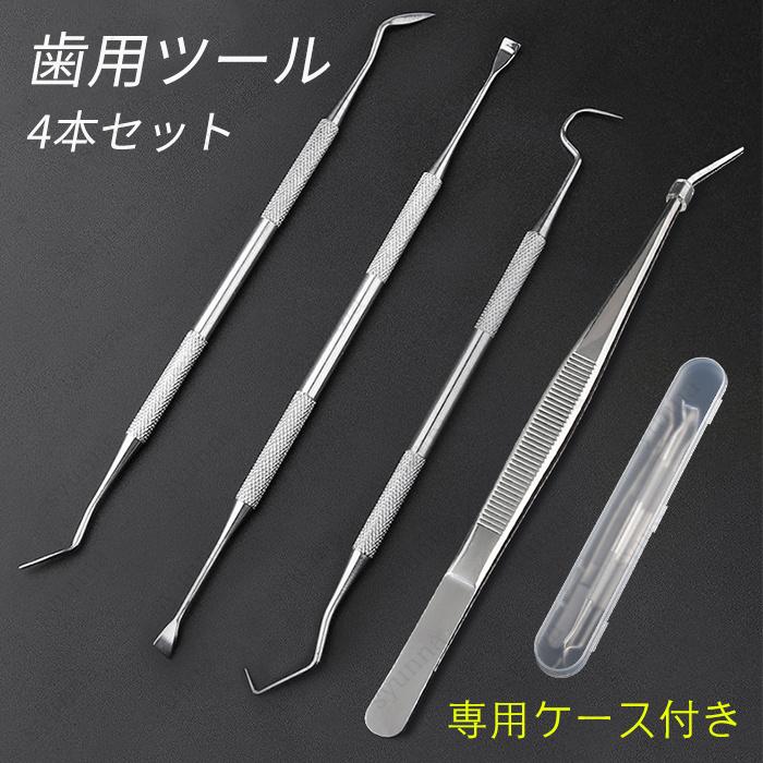 歯石取り器具 (#br48) 4本セット 当日発送 デンタルツール 自宅用 ステンレス製 歯間 ヤニ 歯垢取り 口臭予防 歯石取り スケーラー ケース付き : hanae19 - 通販 ...