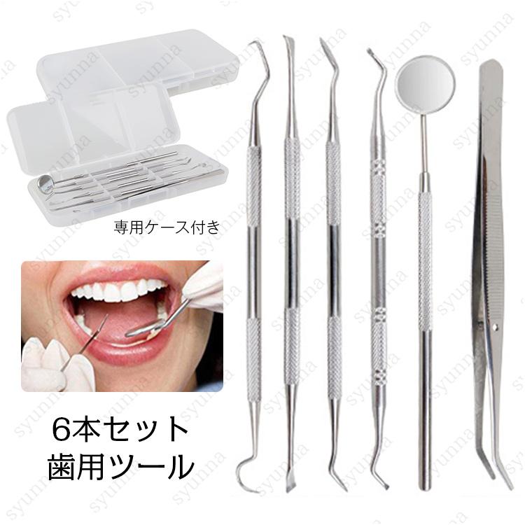 br96#デンタルケア 日本国内当日発送 6本セット 歯石取り器具 ヤニ 歯垢 しこう取り 歯用ツール ステンレス製 口臭 予防 歯石除去 自分 スケーラー 自宅用 : hanae19 ...