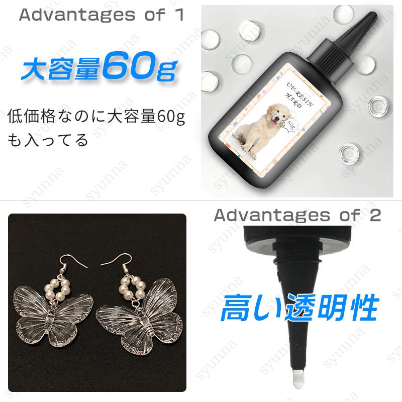 uv310#UVレジン液 日本国内当日発送 手芸工房 レジン液 大容量 60g UV-LED対応 業務用 ハード レジン用品 素材 初心者 高 ...