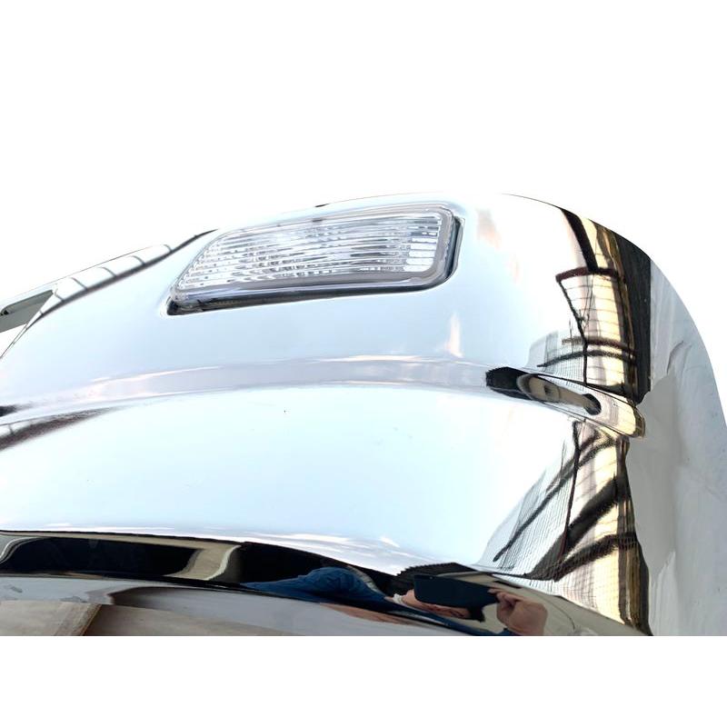 三菱ふそうNEWキャンターH5.11-H14.06ワイドメッキフロントバンパー1970xH340フォグランプ取り付けステー付き JP ...