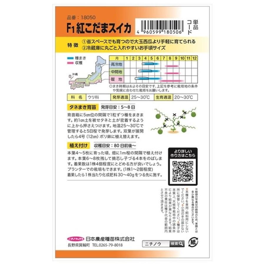 スイカ F1紅こだま(小玉スイカ) 種・小袋 （2ml） : tanex-0027 : 苗木部 花ひろばオンライン - 通販 - Yahoo!ショッピング