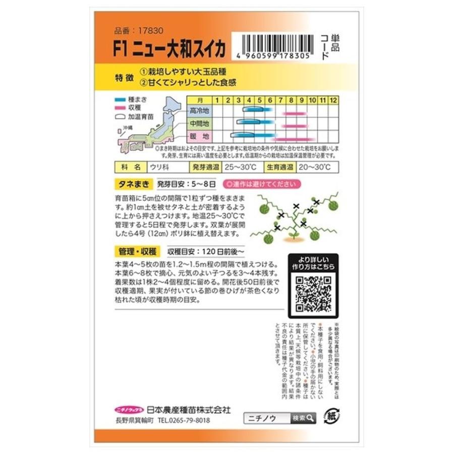 スイカ F1ニュー大和(大玉スイカ) 種・小袋 （2ml） :tanex-0028:苗木部 花ひろばオンライン - 通販 - Yahoo!ショッピング