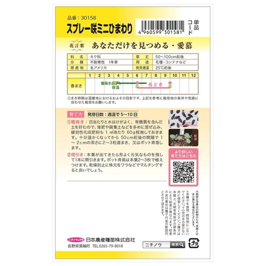 スプレー咲ミニひまわり 種・小袋 （1.2ml） F1（一代交配種） : 苗木部 花ひろばオンライン - 通販 - Yahoo!ショッピング