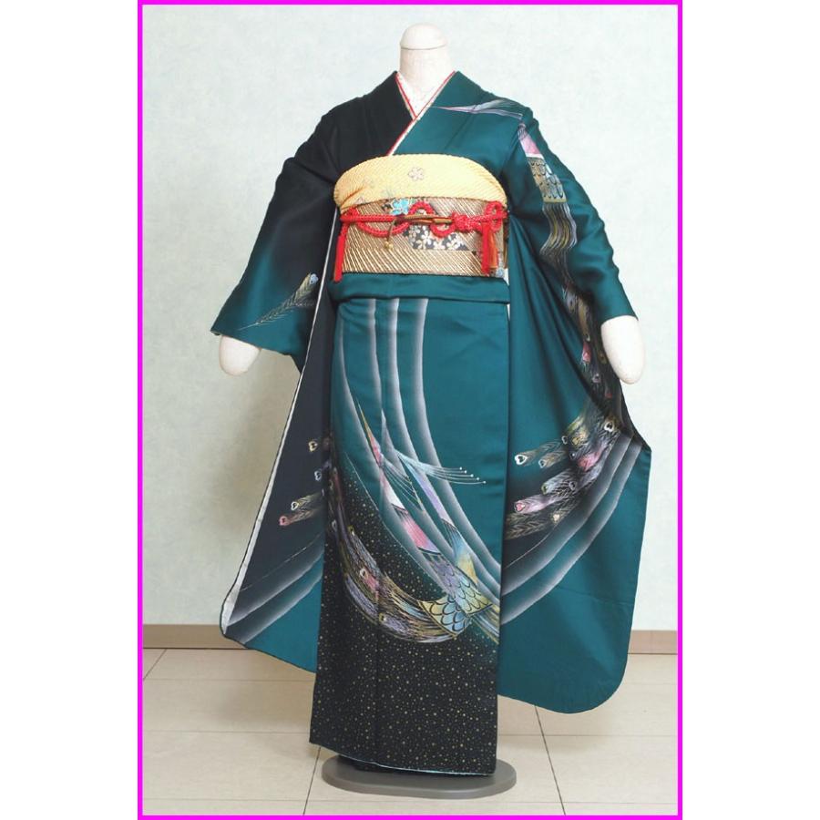 振袖レンタルF571 ダークグリーンぼかしに孔雀 : hurisode-f571 : 着物レンタル京都衣裳華小町 - 通販 - Yahoo!ショッピング