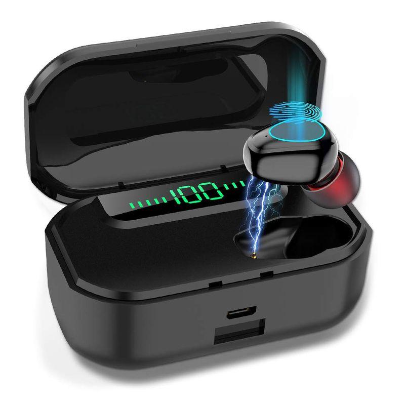 Bluetooth ヘッドセット 5.0 ワイヤレス イヤホン 片耳 Hi-Fi Bluetooth イヤホン 3500mAh充電式収納ケー ...