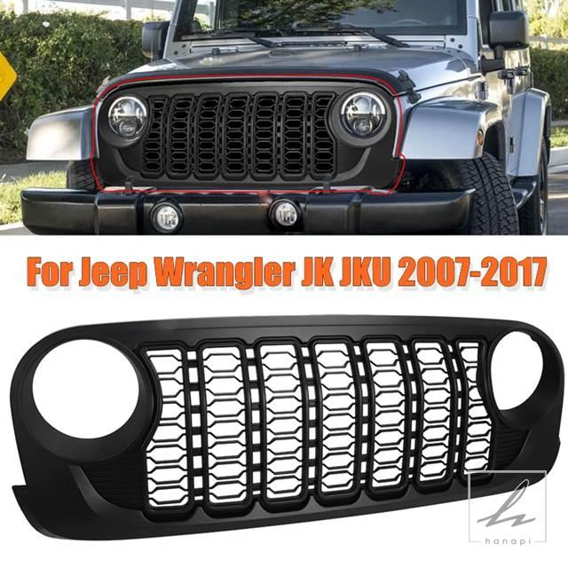 フロントバンパーグリルメッシュグリルジープラングラー JK JKU 2007-2017 LANTSUN J400 2024 スタイルブラック ABS 交換アクセサリー : カー用品・車パーツ ...