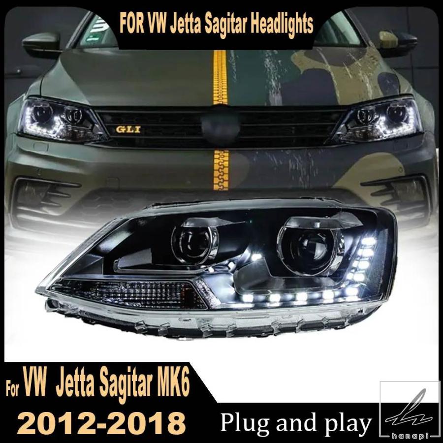 VW JETTA SAGITAR MK6 LEDヘッドライト 2012-2016用 車用ヘッドランプ ウィンカー ハイビーム プロジェクター ...