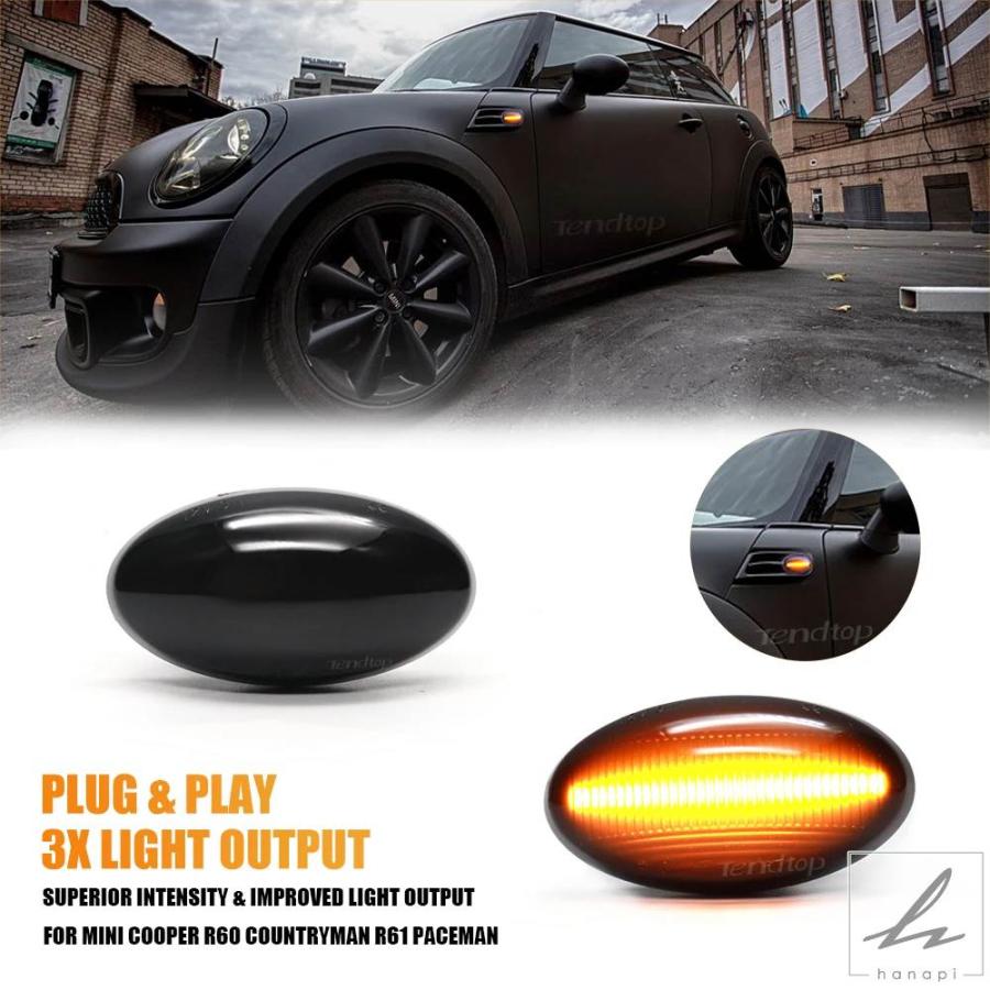 BMW MINI COOPER R50 R52 R53 2002-2008用LEDダイナミックサイドマーカーランプ ウィンカー 流水ウィンカー フラッシュライト 部品 カスタムパーツ : カー ...