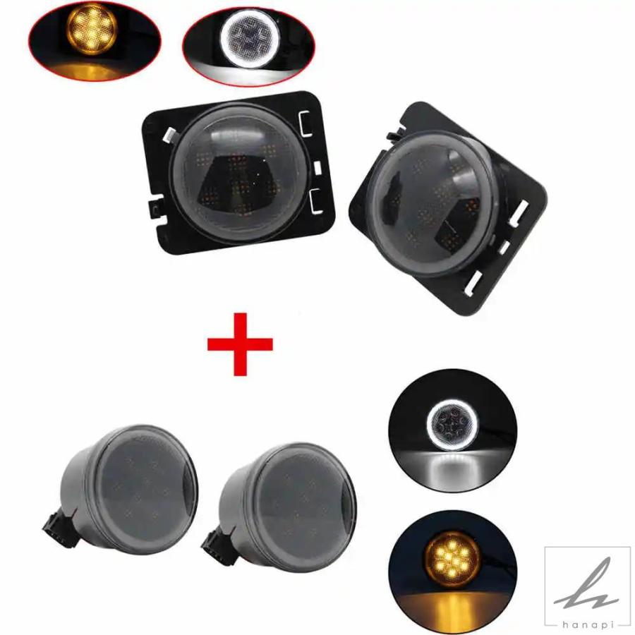 【並行輸入品】 LEDフロントウィンカーライトジープ ラングラー JK 2007-2017用アンバーライトフェンダーサイドライトジープ DRL ランプアセンブリ : カー用品・車パーツ ...