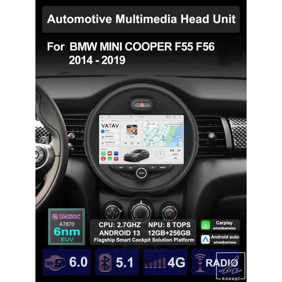 MINI ONE COOPER S F55 F56 2014-2019 用 カーマルチメディア Carplay Android Auto GPS ナビゲーション ラジオステレオ ビデオ ...