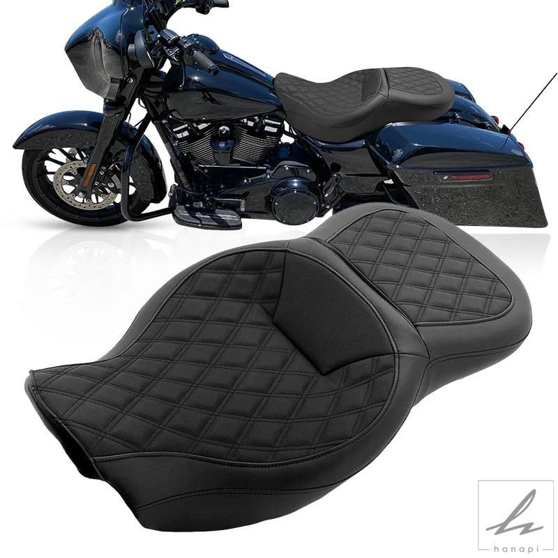 オートバイ用運転席ピリオンシート PUレザー ツーアップ ロープロファイル ハーレー ツーリング CVO ストリートグライド ロードキング スペシャル 2009-2022 : カー用品・車 ...