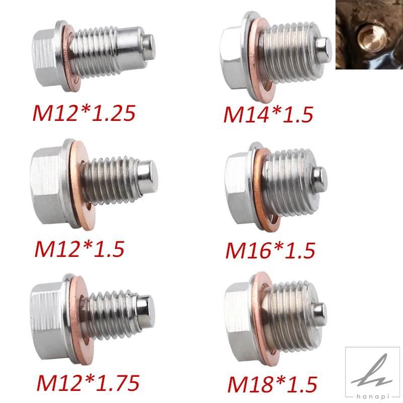 M12X1.25/1.5/1.75 M14X1.5 M16X1.5 M18X1.5 磁性ステンレス オイルドレンプラグ サンプドレンナットボルト ガスケットクラッシュ付き 部品 カスタムパーツ ...