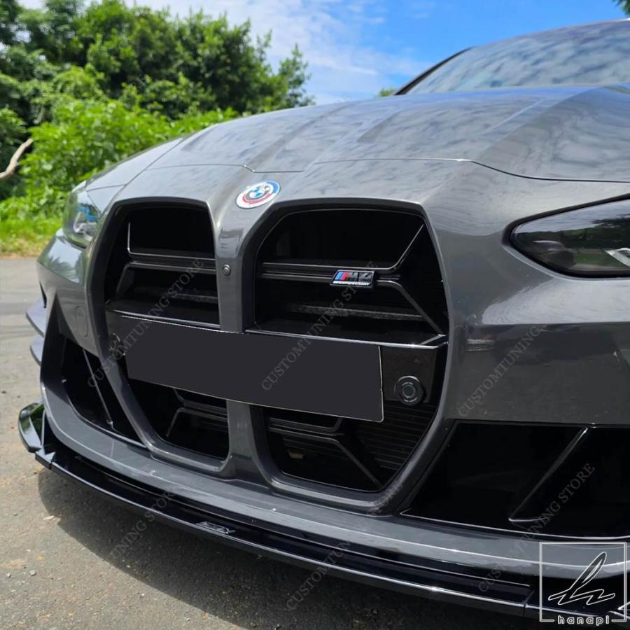 【並行輸入品】BMW G80 G81 G82 G83 REAL M3 M4 2021-2025 グロスブラック CSLスタイル フロントバンパー スプリッター リップスポイラー ディフューザー ...