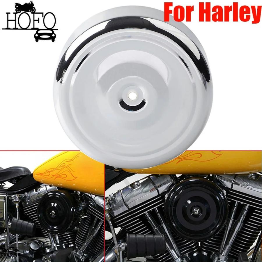 【並行輸入品】 7" Bobbed エアー クリーナー カバー Plain ブラック/メッキ バイク ハーレー ツーリング ソフテイル ダイナ FXST FXD 2000年-2017年 ...