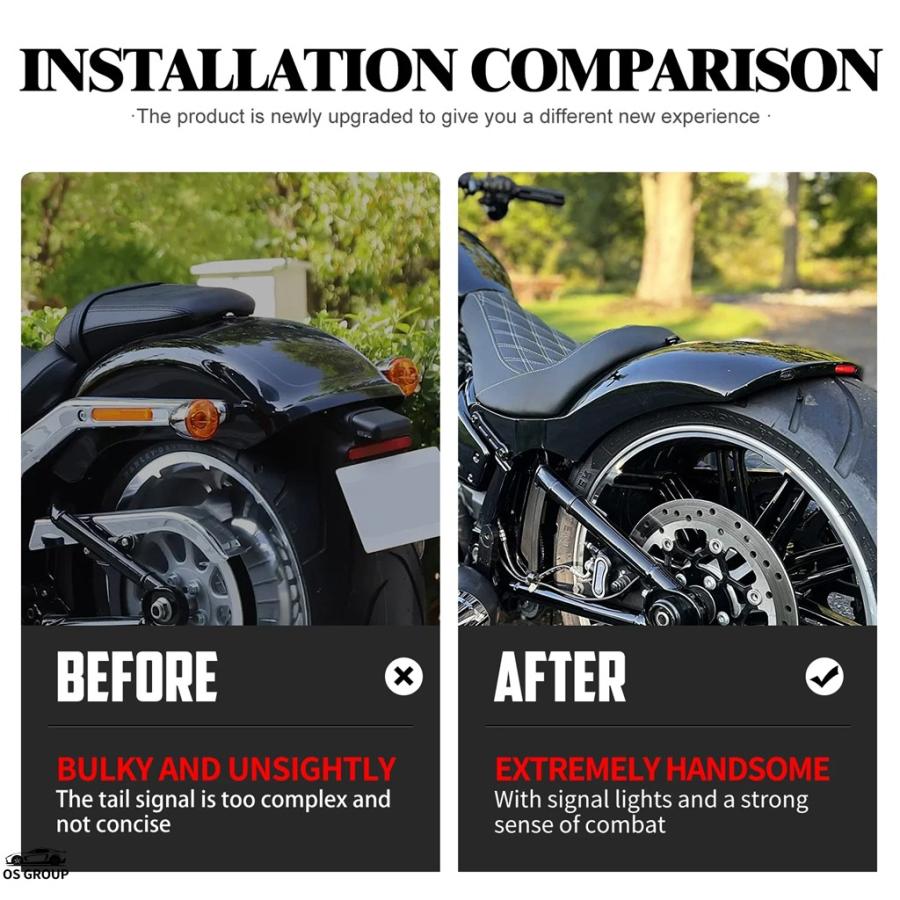 モーターcycle LED ブレーキ ウィンカー リア フェンダー カバー ハーレー ソフトail ファットボーイ FXDR ブレイクアウト 2018年 -2022年 2023 : ハナピ ...