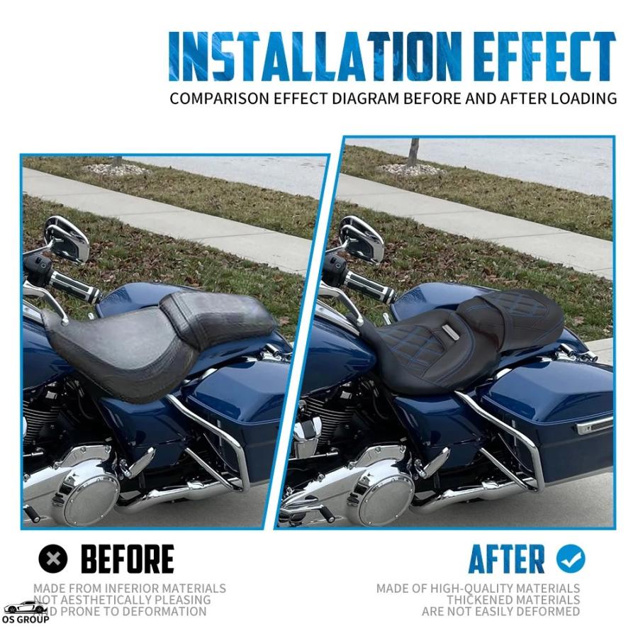 モーターcycle Driver シート Two-Up フロント リア ハーレー ツーリング エレクトラ ストリートグライド FLHT FLHX CVO ロードキング 2009年-UP ...