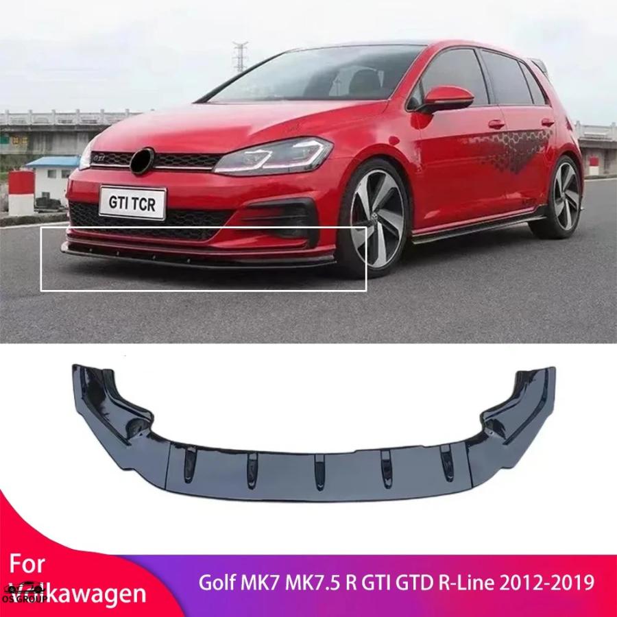 Volkawa ゴルフ MK7 MK7.5 R GTI GTD R-ライン 2012年-2019年 Maxton フロント バンパー スプリッター リップ スポイラー デュフューザー キット ...