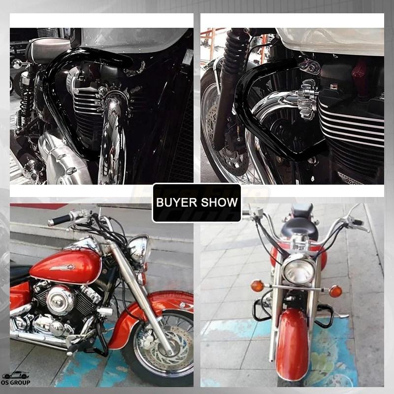 ブラック バイク エンジン ガード クラッシュバー ヤマハ ドラッグスター V- Star 400 650 XVS400 XVS650 ...