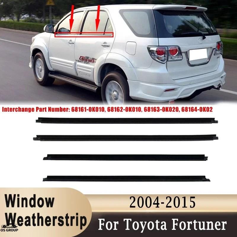 【並行輸入品】 4P ウィンドウ 外側 Weather トヨタ フォーチュナー 2004年-2015年 サイド ドア シール 68161 ...