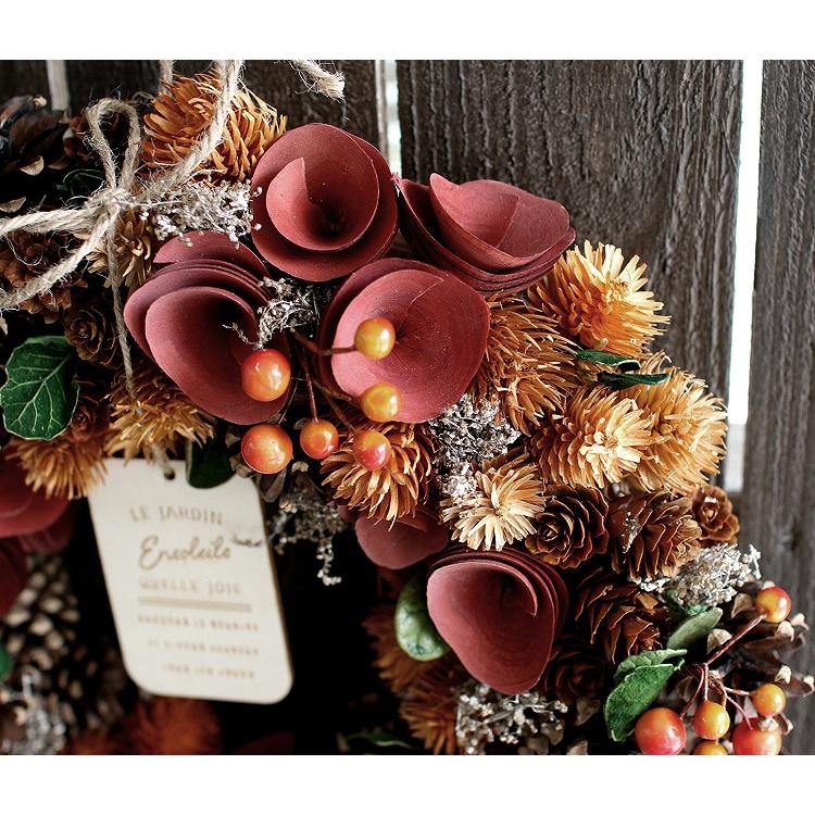 flower（ファッション） ハロウィン ドライフラワー リース L 玄関ピーナッツオレンジ(HW479-A) Φ325mm 飾り 造花 ...