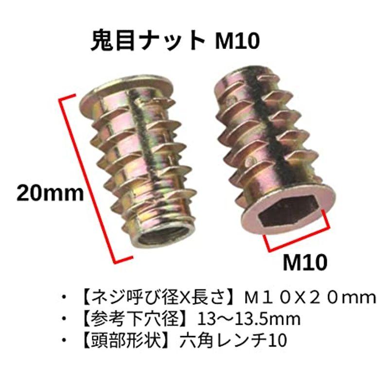 heizi インサートナット M10 爪付きナット ねじ込み 木工ナット 六角 つば付き Dタイプ (40個セット 金) :20230921231411-02025:HANDS NEW ...