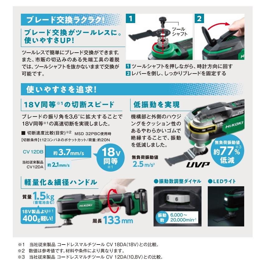 HiKOKI（ハイコーキ） 工機 コードレスマルチツール 10.8V CV12DB(LS)緑 / (LSB)黒 4.0Ah蓄電池＋充電器＋ケース付 : ハンズコテラ Yahoo!ショップ ...