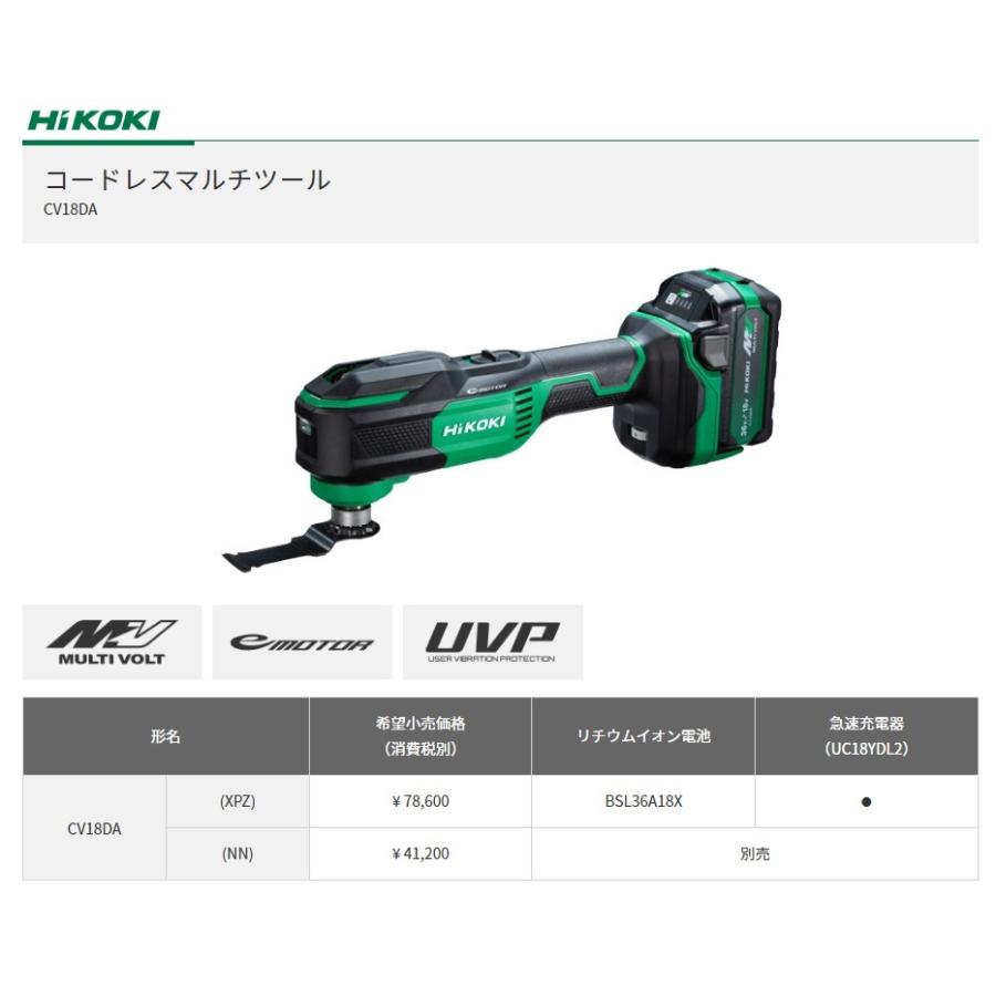 HiKOKI 工機 コードレスマルチツール 18V CV18DA(XPZ) 新MV蓄電池＋充電器＋ケース付 : ハンズコテラ Yahoo!ショップ - 通販 - Yahoo!ショッピング