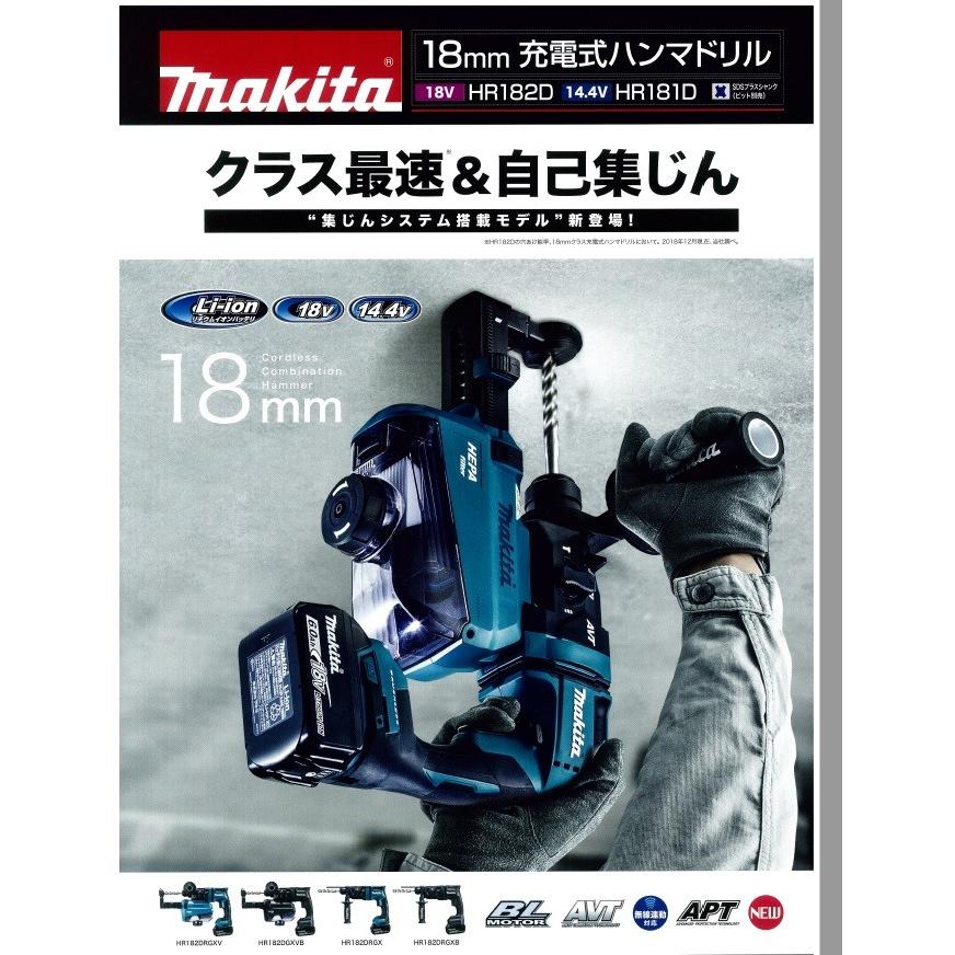 マキタ makita 18V/18mm充電式ハンマドリル集じんシステム付 HR182DZKV 本体+ケース付 ※バッテリ・充電器・ビット別売 : ハンズコテラ Yahoo!ショップ - 通販 ...