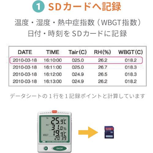 【在庫品】A＆D デジタル温湿度SDデーターロガー AD5696 温度 湿度 熱中症指数 WBGT 日付 時間 記録 アラーム SDカード T-T管理 温湿度管理 安全管理 熱中症対策 ...