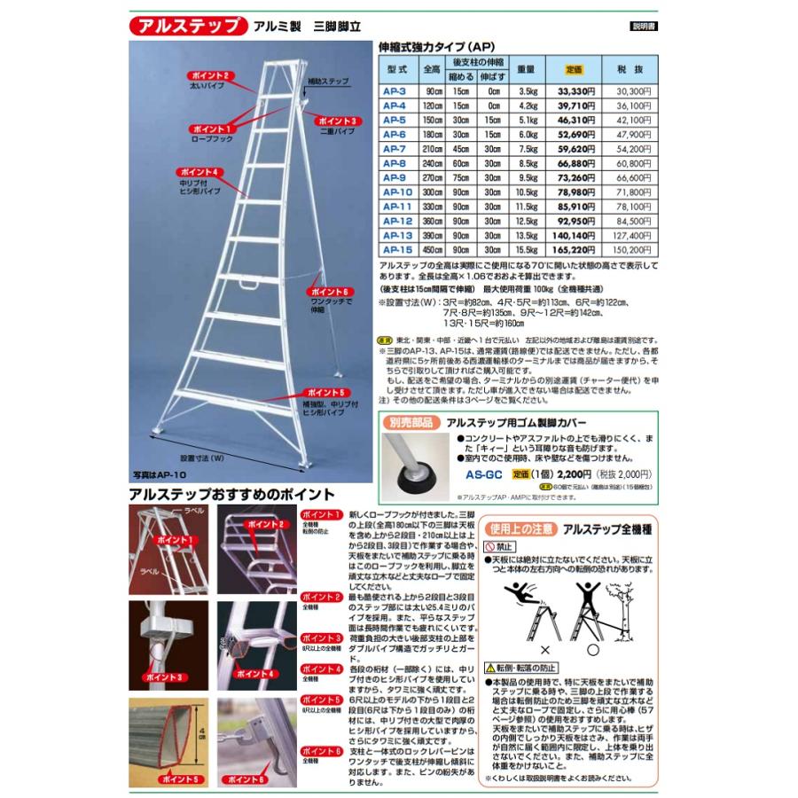 ハラックス アルステップ AP-3 後支柱のみ伸縮(前支柱は固定) 造園プロ用 三脚脚立 アルミ製【法人先は配達/個人宅は営業所止め引き取りで発送可能】 : Toolshop Y s ...