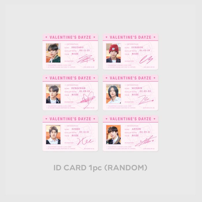RIIZE VALENTINE'S DAYZE OFFICIAL REMOVABLE STICKER+ID CARD SET (ランダム ...