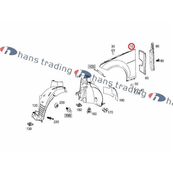 ベンツ Cクラス W204 フロント左フェンダー 左フロントフェンダー 左前/純正品 新品 204-880-1318 : ハンズトレーディング ...