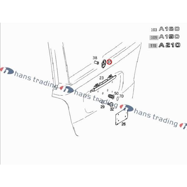 ベンツ 純正品 W168 Aクラス リアスターエンブレム スリーポインテッドスター リアエンブレム 1687580058 2217580058 ...
